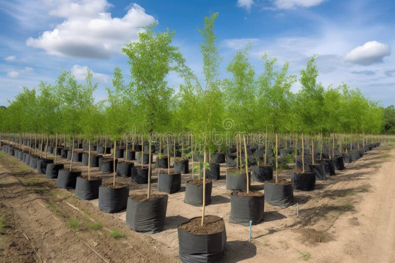 Tree Nursery with Young Trees Being Nurtured for Future Planting Stock ...