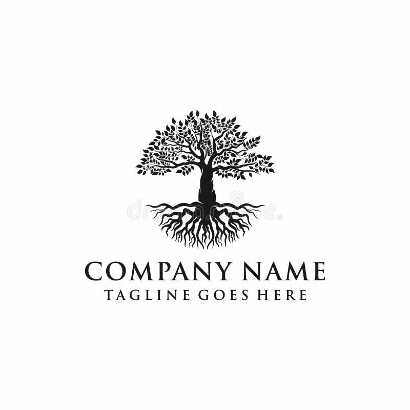 Abstract Vibrant Oak Banyan Tree Logo Design, Tree and Root Vector ...