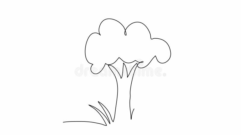 Tree. One Line Drawing Animation with Alpha Channel. Stock Footage ...