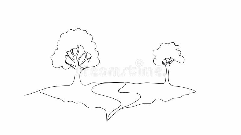 Tree. One Line Drawing Animation with Alpha Channel. Stock Video ...
