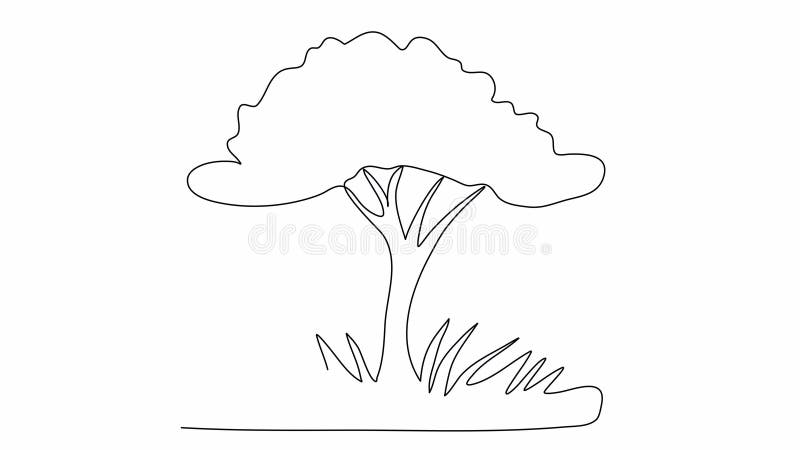 Tree. One Line Drawing Animation with Alpha Channel. Stock Footage ...