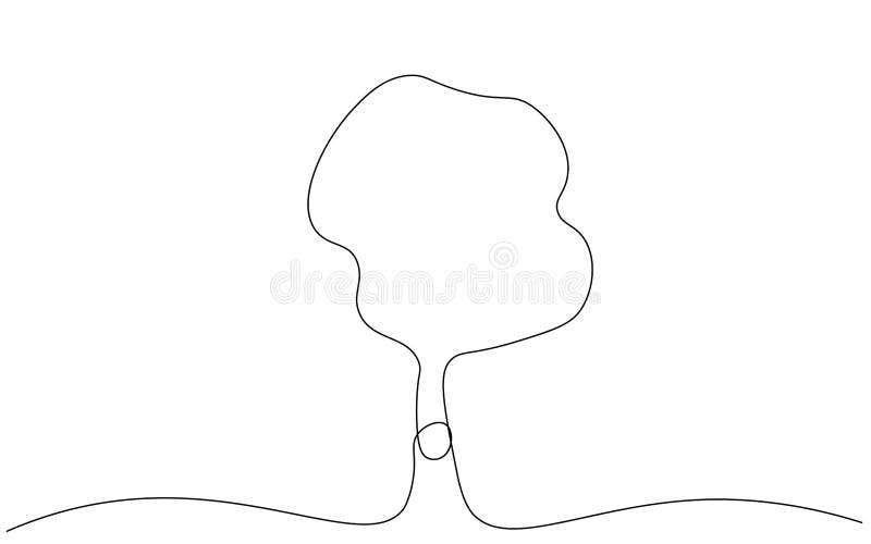 Tree One Line Drawing Vector Illustration Stock Vector - Illustration ...