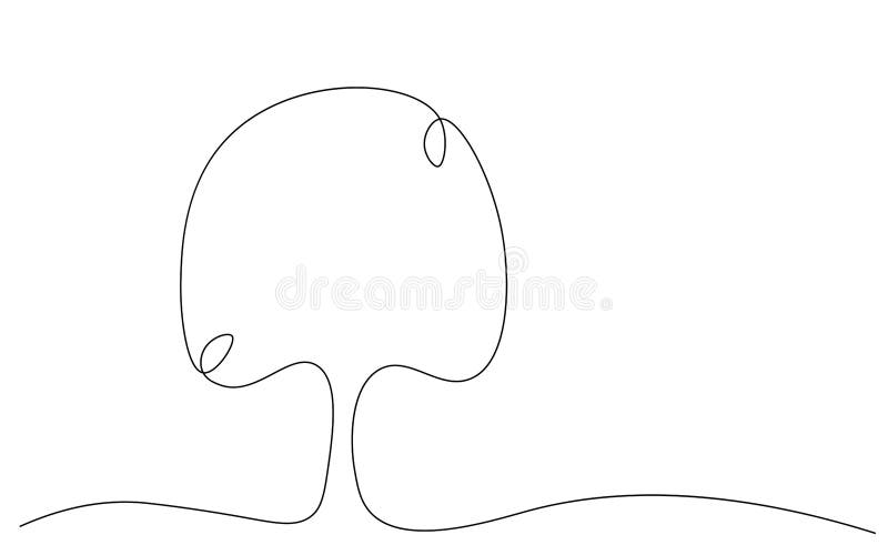 Tree One Line Drawing Vector Illustration Stock Vector - Illustration ...