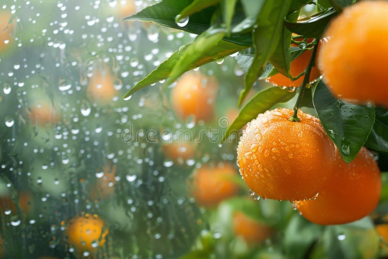 A Tree with Oranges on it is Raining Stock Image - Image of agriculture ...