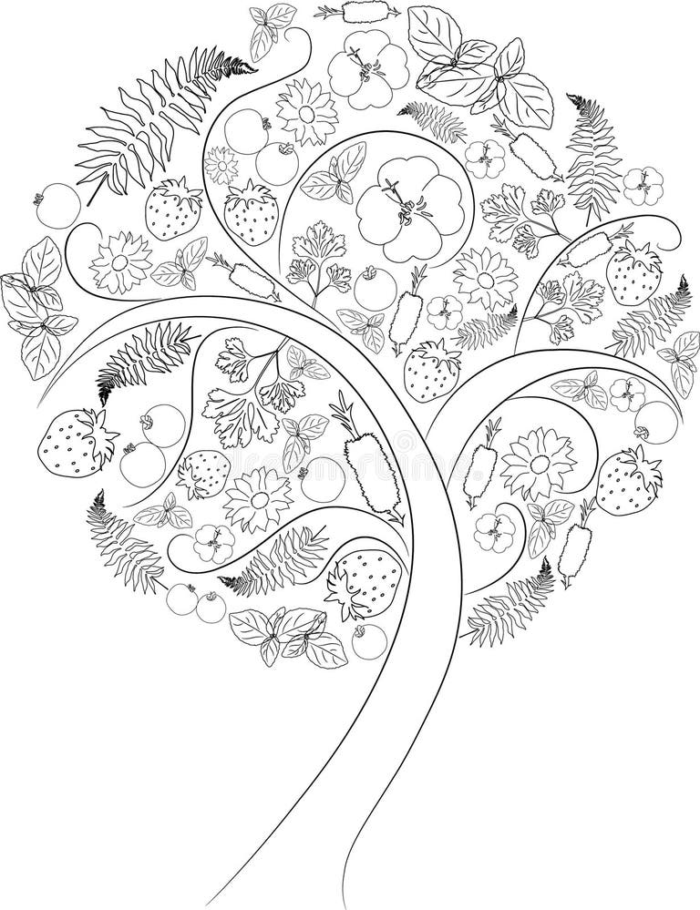Fruit Tree Outline Stock Illustrations – 14,867 Fruit Tree Outline ...