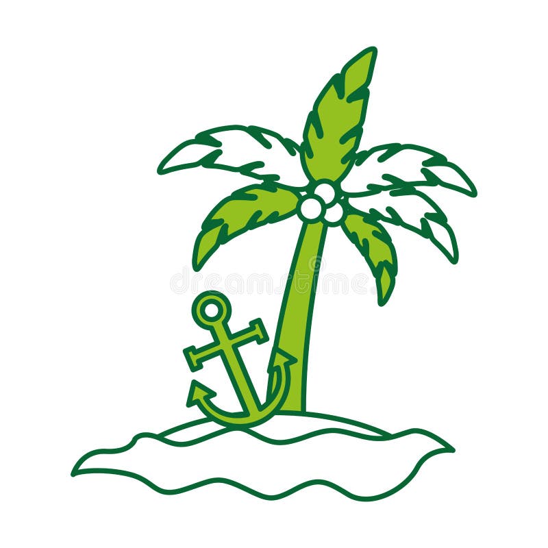 Tree Palm with Anchor Summer Icon Stock Vector - Illustration of island ...