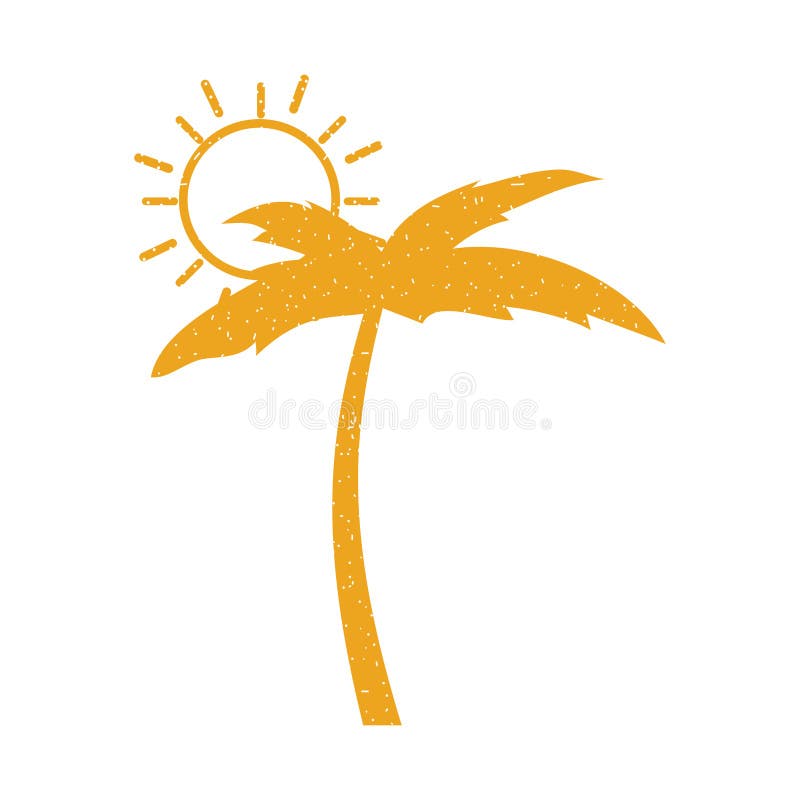 Tree palm beach with sun stock vector. Illustration of flat - 95709293