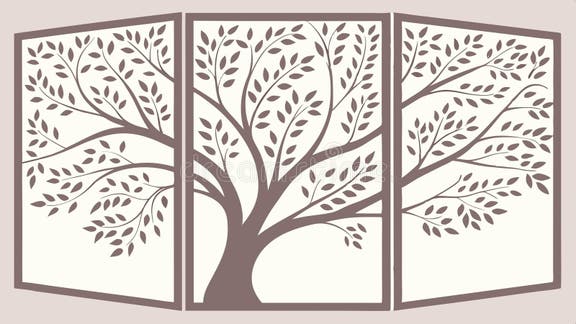 Tree Panel Screen Design, Nature Partition, Decorative Vector Design ...