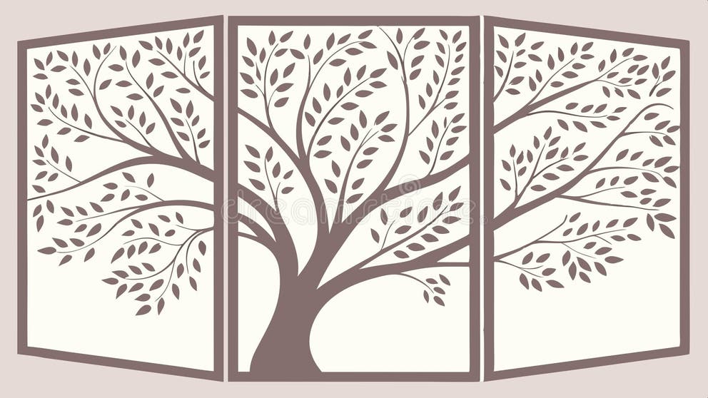 Tree Panel Screen Design, Nature Partition, Decorative Vector Design ...