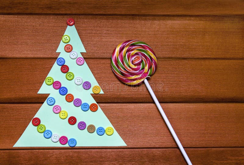 Tree of Paper with Buttons and Candy on a Stick Stock Photo - Image of ...