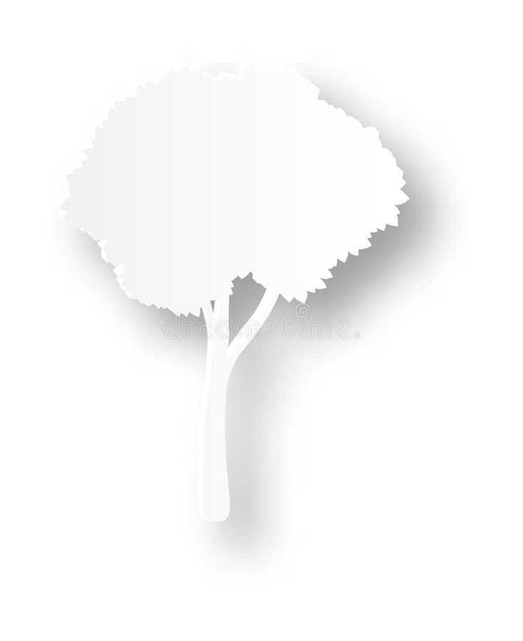 Tree Paper Cut with Realistic Texture. White Nature Element Stock ...