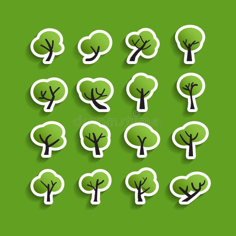 Tree Paper Icon Set, Vector Eps10 Stock Vector - Illustration of summer ...