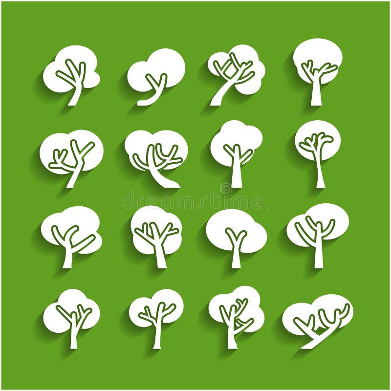Tree Paper Icon Set, Vector Eps10 Stock Vector - Illustration of ...