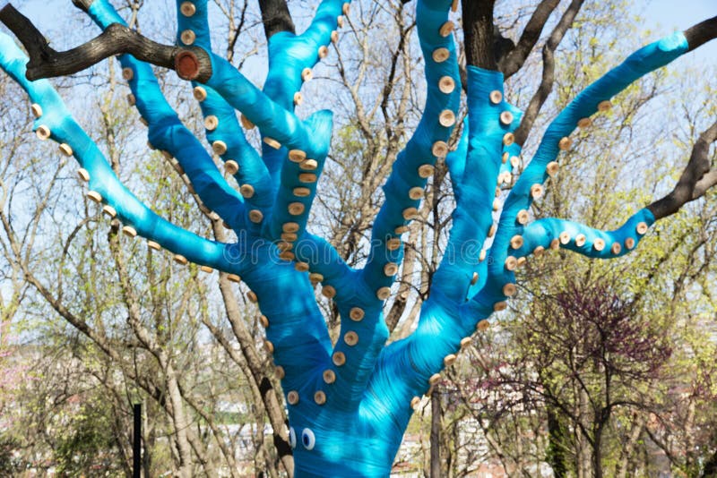 Tree in the Park, Wrapped with a Cloth. Stock Image - Image of bark ...