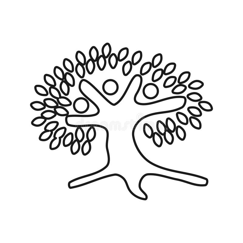 Tree People Commitment Teamwork Together Outline Logo Vector Stock ...