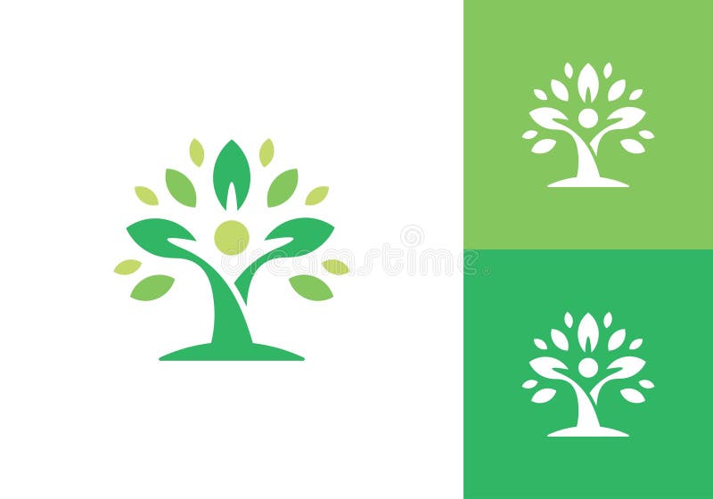 Tree People Logo Design. Care for the Environment Icon Graphic Stock ...