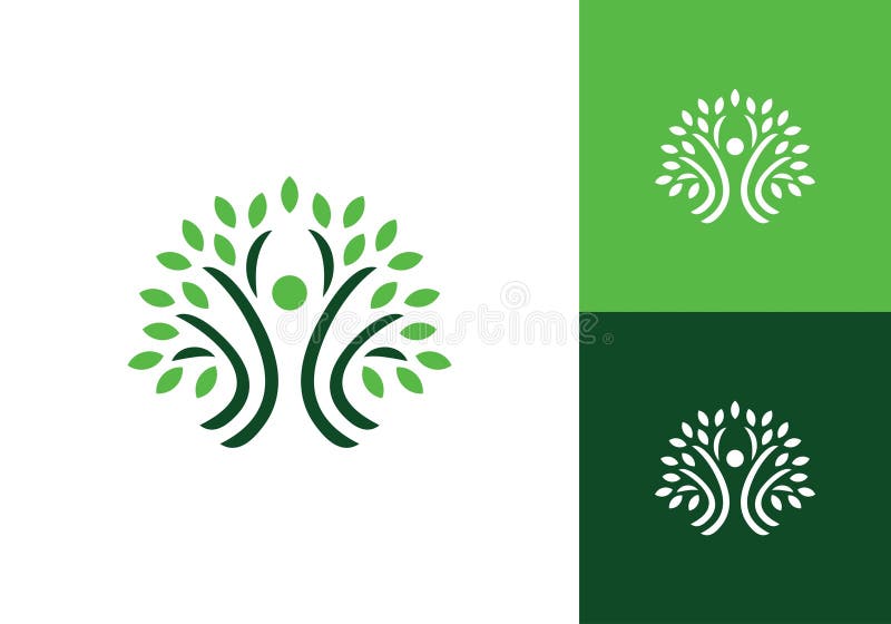 Tree People Logo Design. Care for the Environment Symbol Icon Stock ...