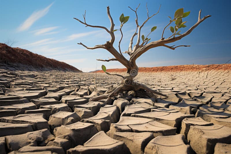 Tree Perseveres in the Face of a Harsh, Dry, Cracked Environment Stock ...