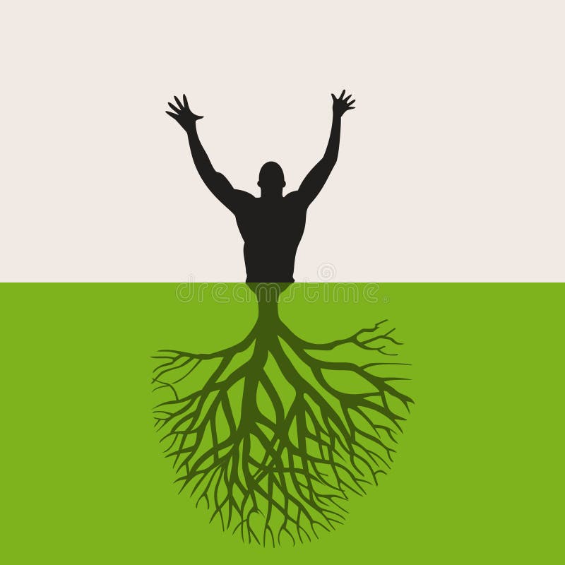 Person with tree roots stock vector. Illustration of intertwine - 7073350