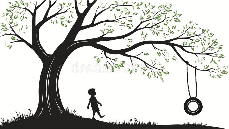 Tree Person Silhouette Reading Under Tree Generative AI Stock Vector ...