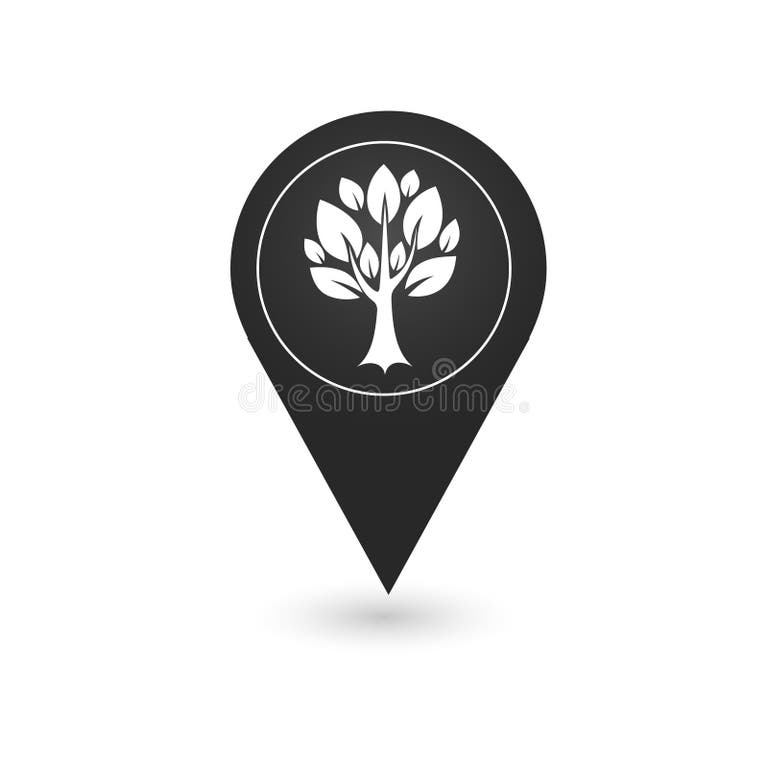 Tree Pin Map Pin Icon on a White Background Stock Illustration ...