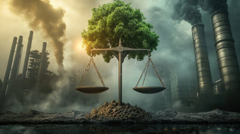 A Tree Placed on a Scale with Weights in Front of it Illustrating ...