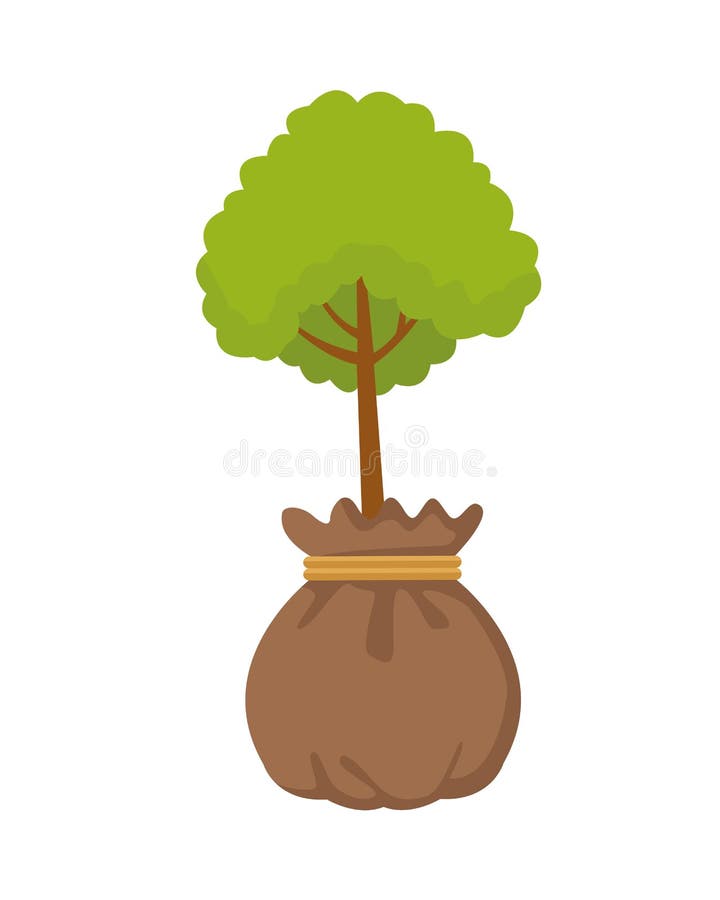 Tree Plant in Bag Nature Icon Stock Vector - Illustration of nature ...