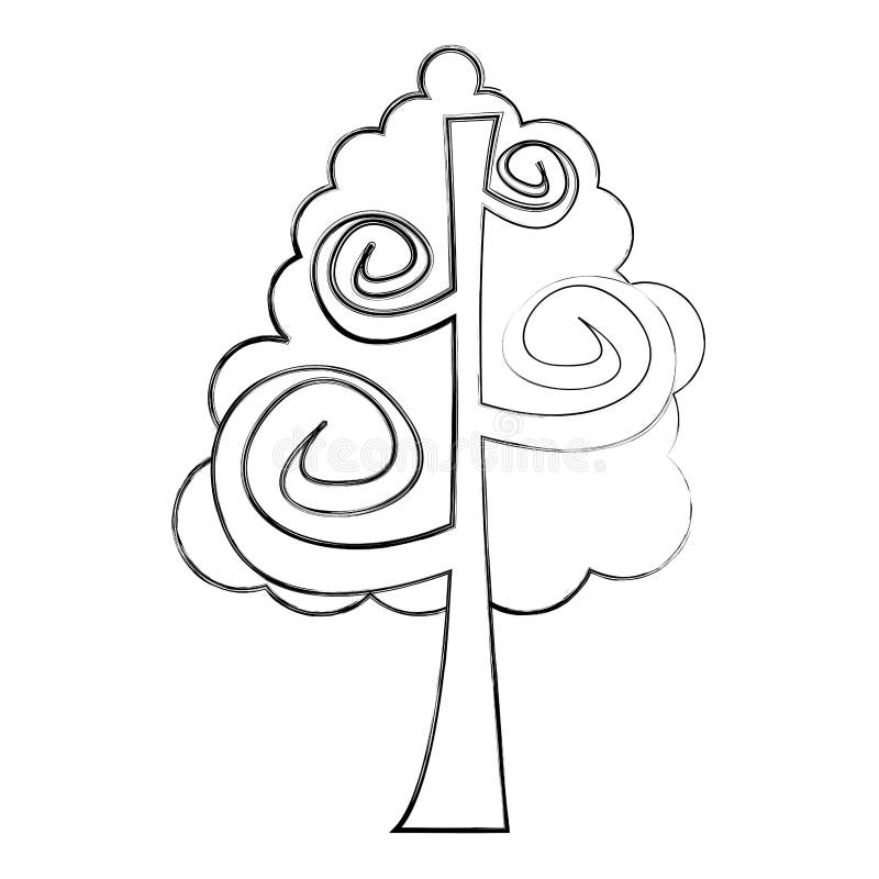 Tree plant drawing icon stock vector. Illustration of foliage - 92912645