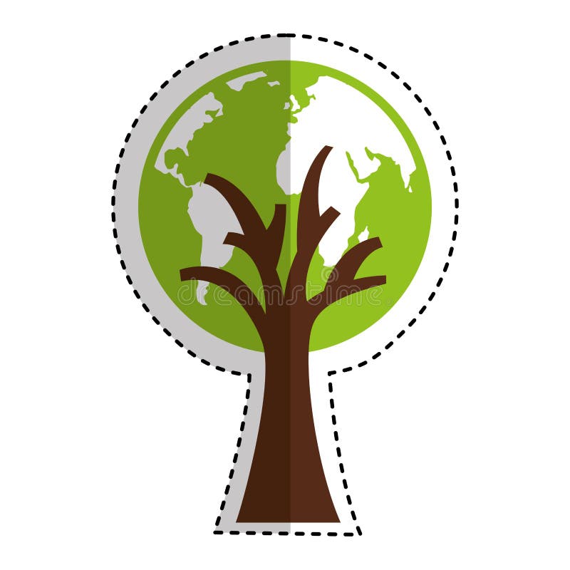 Tree Plant with Earth Planet Stock Vector - Illustration of ecology ...