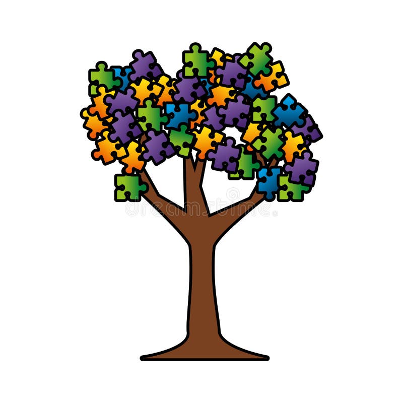 Tree Plant with Puzzle Attached Stock Vector - Illustration of ...