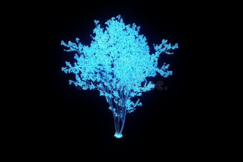 Tree Plant in Wireframe Hologram Style. Nice 3D Rendering Stock ...