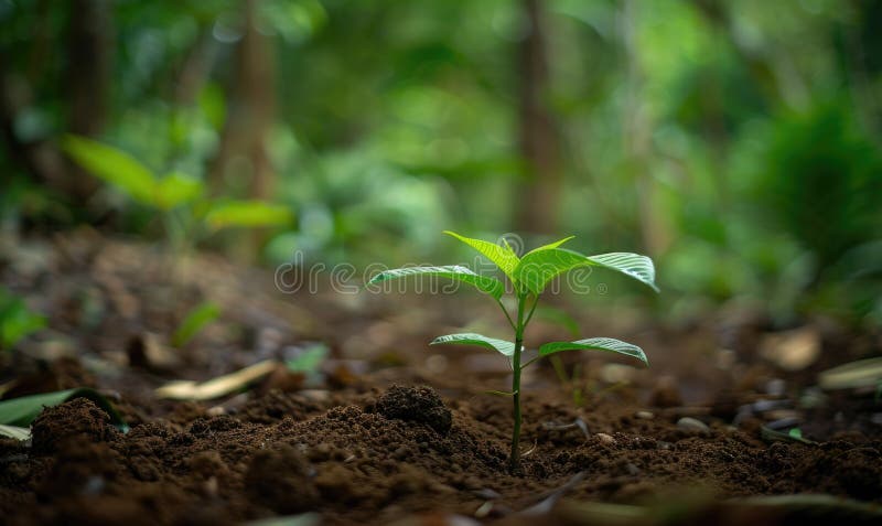 Tree Planting Initiative, Close Up View on Tree Sapling Stock Image ...