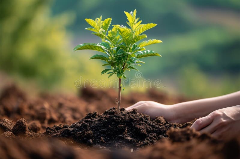 Tree Planting Initiative Young Trees Symbolizing Ecological Commitment ...