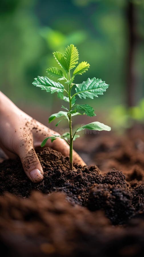 Tree Planting Initiative Young Trees Symbolizing Ecological Commitment ...