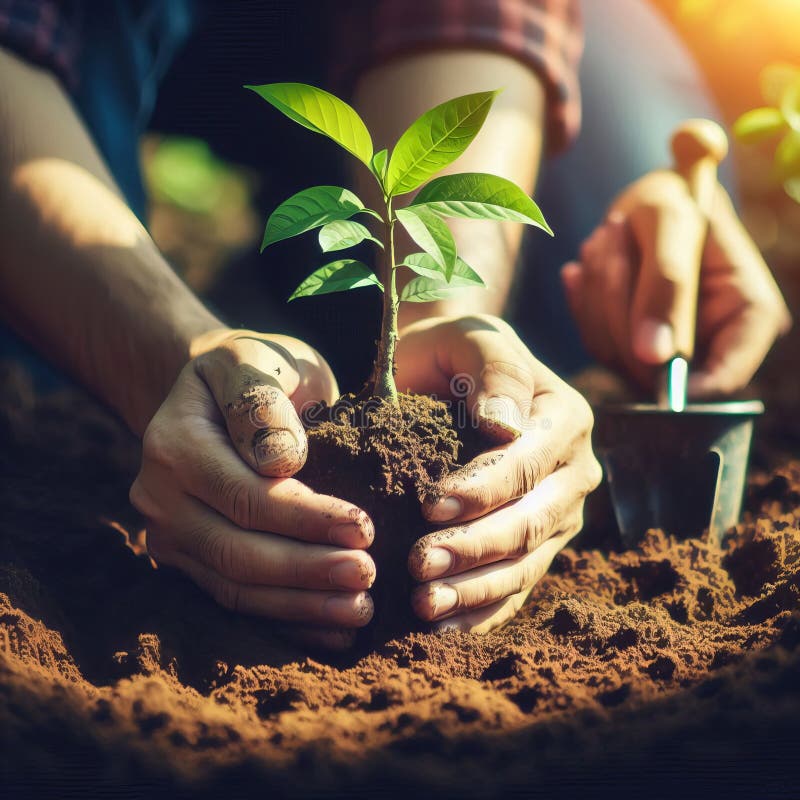 Tree Planting a Person Planting a Tree Highlighting the Importan Stock ...