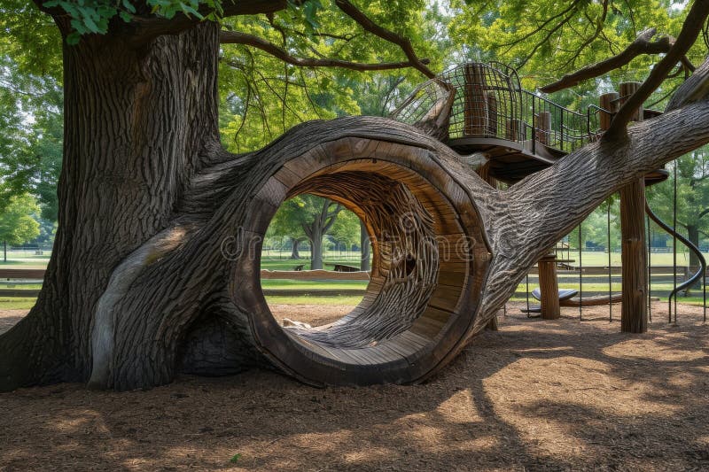 A Tree with a Playground Incorporated into Its Branches Creates a ...