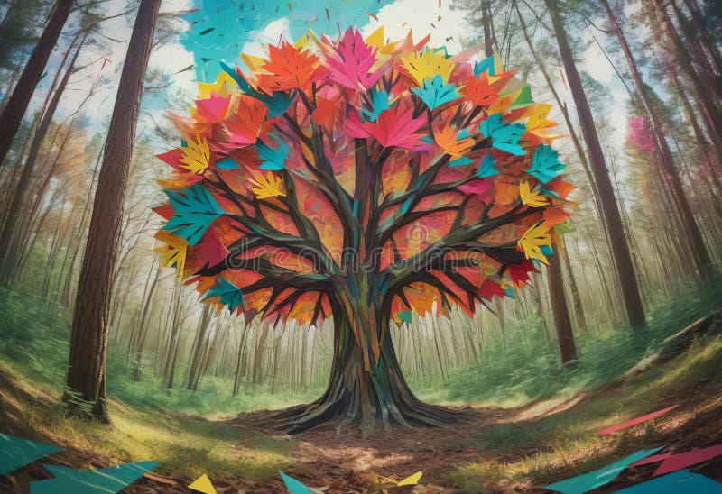 Tree, a Pop Art Concept, in the Style of Color Chroma, with Vibrant ...