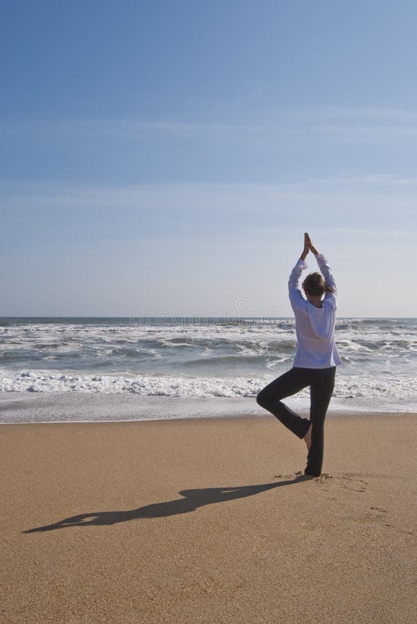 Tree Pose on beach stock image. Image of tree, caucasian - 19175063