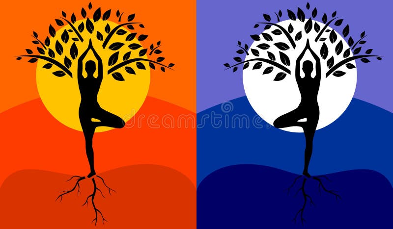 Tree yoga pose stock vector. Illustration of silhouette - 29998263