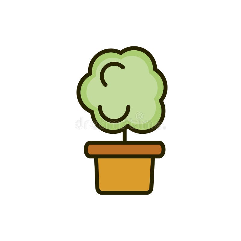 Tree in Pot Decoration Nature Drawing Stock Vector - Illustration of ...