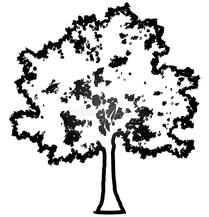 Tree Profile Silhouette Isolated - Black Simple Detailed - Vector Stock ...