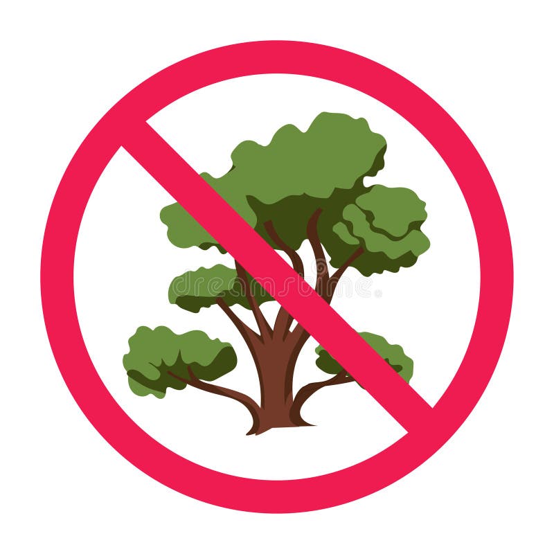 Tree Prohibition Sign Vector Icon. No Trees Allowed Symbol Stock ...