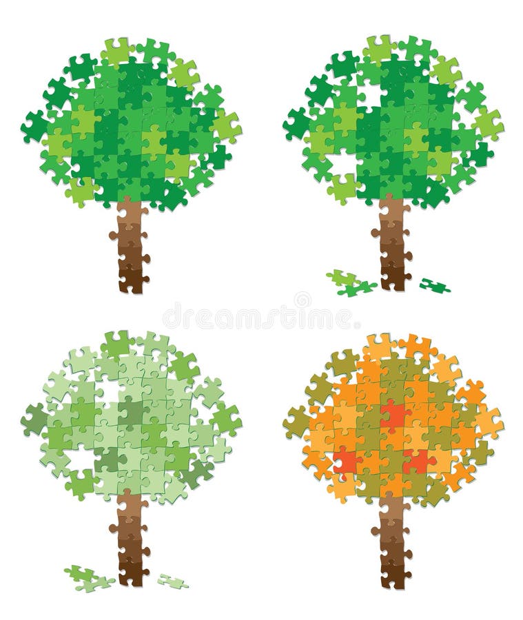 Tree puzzle set stock vector. Illustration of green, cartoon - 24055777