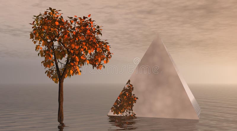 Tree with Pyramid Shaped Crown Stock Illustration - Illustration of ...