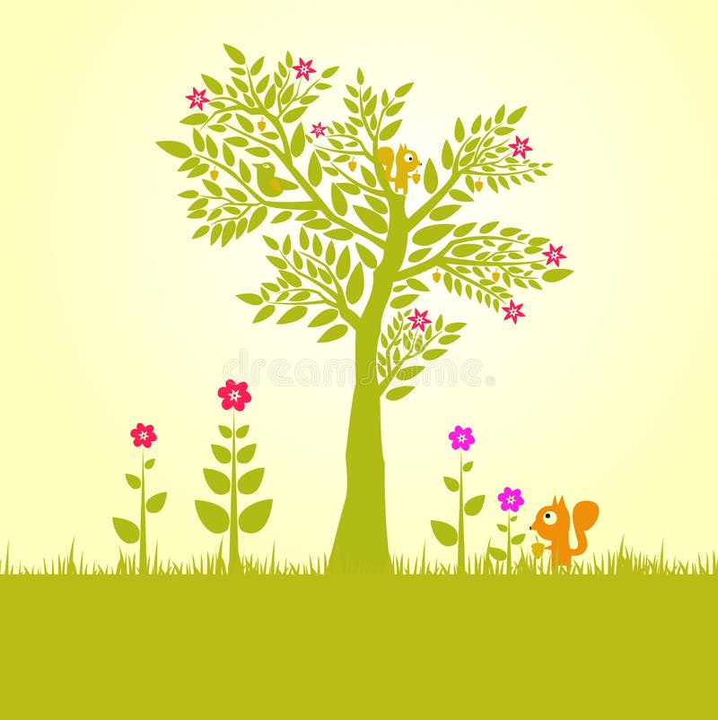 Tree and rabbit stock vector. Illustration of abstract - 51702736