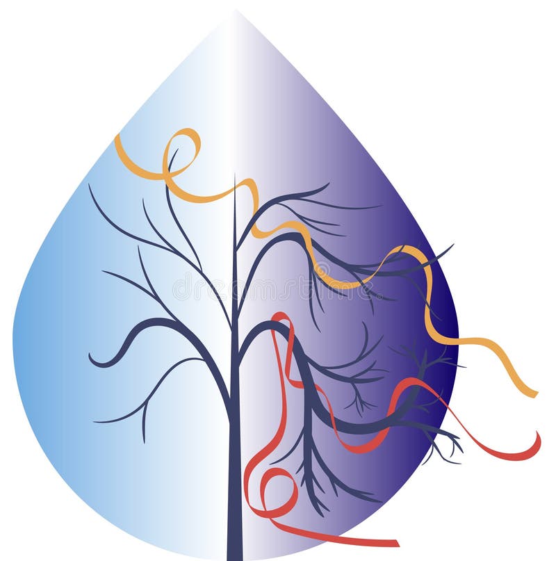 The tree in the rain stock vector. Illustration of drops - 68543352