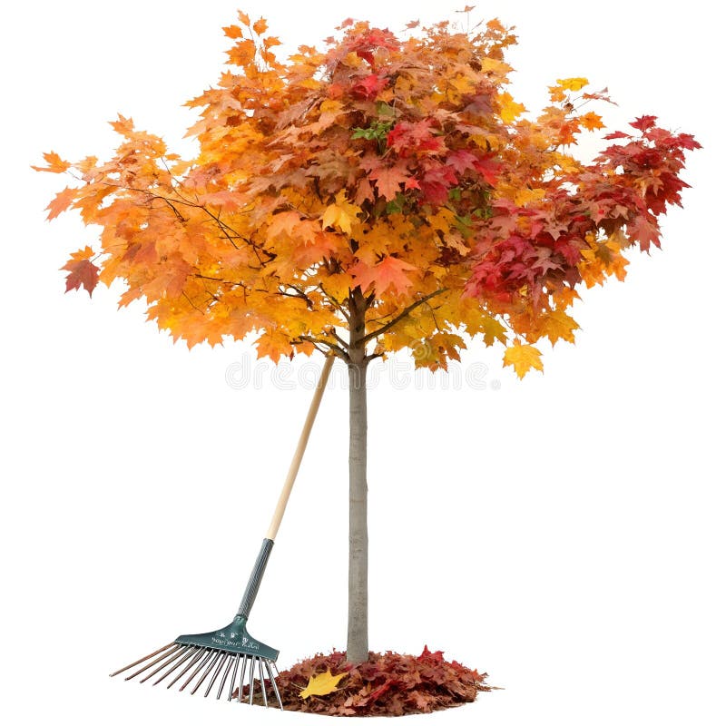 Tree with Rakes Isolated on White Background Stock Illustration ...
