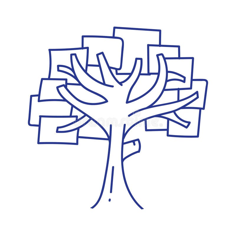 Tree with Rectangular Leaves. Vector Illustration Decorative Design ...