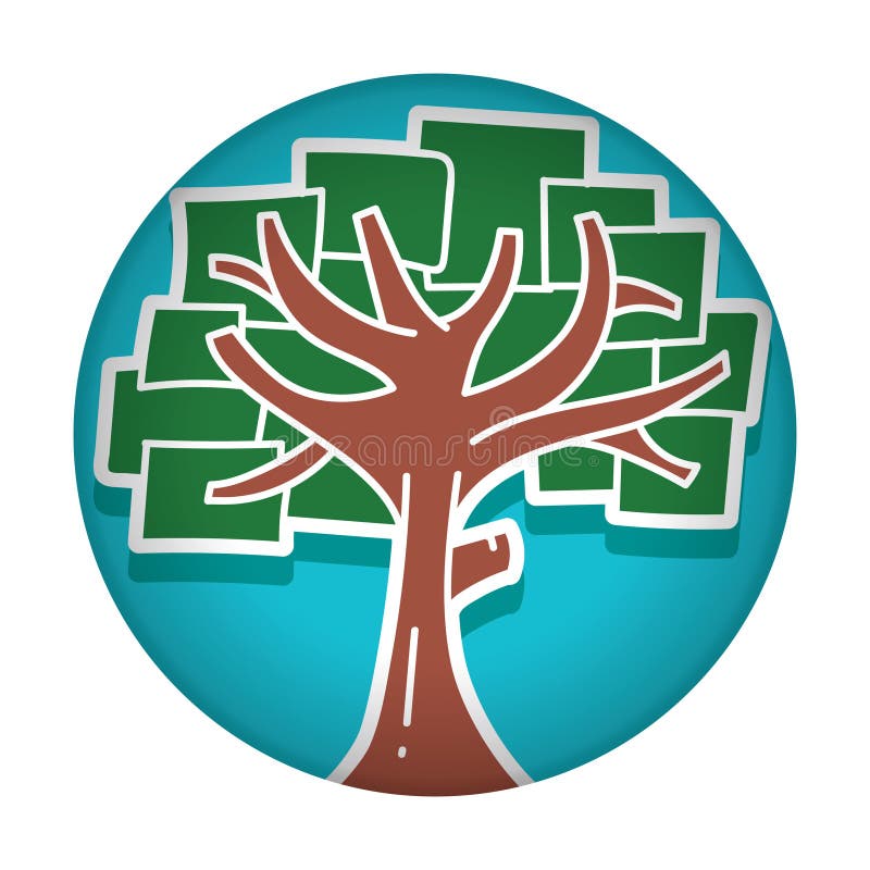 Tree with Rectangular Leaves. Vector Illustration Decorative Design ...