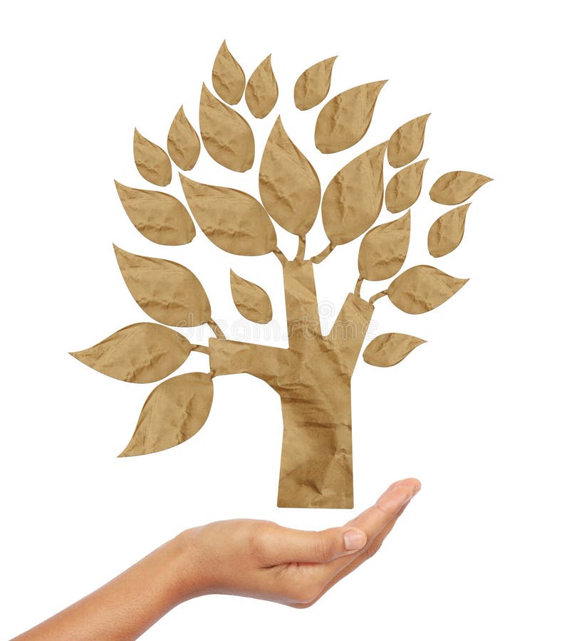 Tree Recycled Paper Craft Stick Stock Photo - Image of message, icon ...